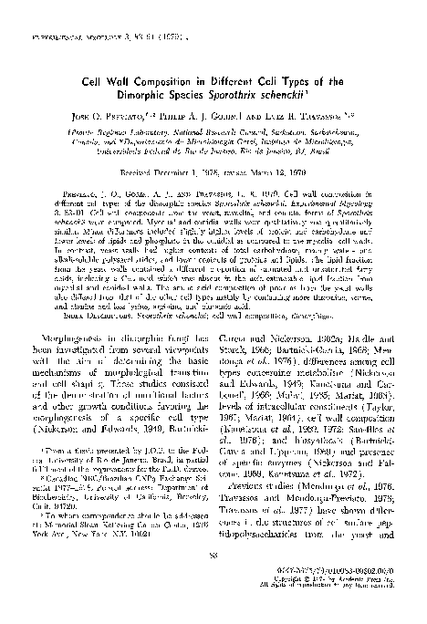 (PDF) Cell wall composition in different cell types of the dimorphic ...