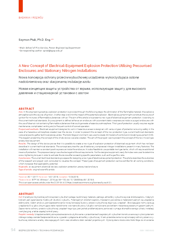 (PDF) A New Concept of Electrical-Equipment Explosion Protection ...