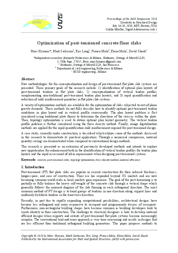 (PDF) Optimization of post-tensioned concrete floor slabs | Marc Hymans ... (PDF) Optimization of post-tensioned concrete floor slabs | Marc Hymans ...