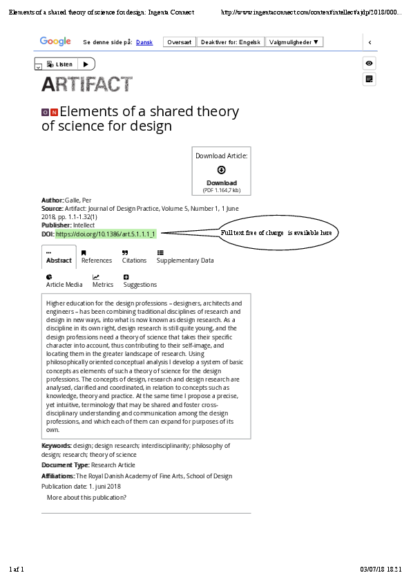 (PDF) Elements of a shared theory of science for design