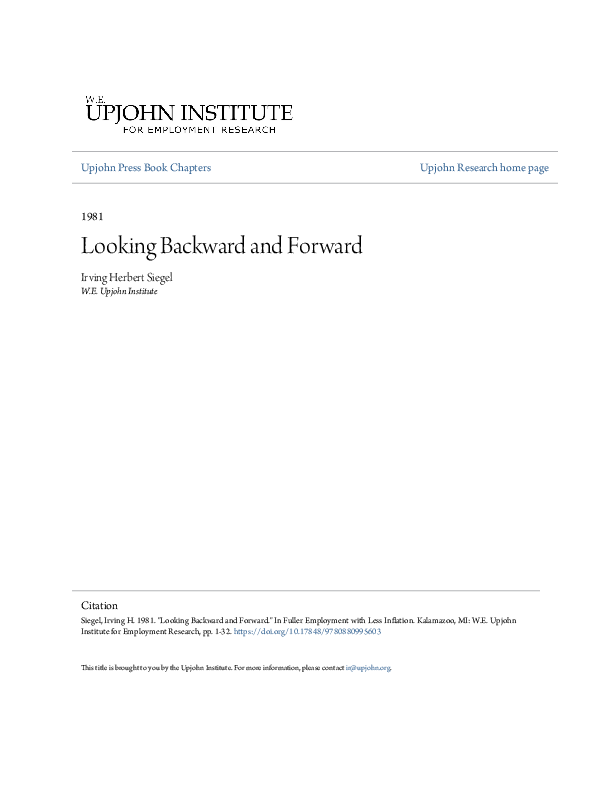 (PDF) Looking backward and forward