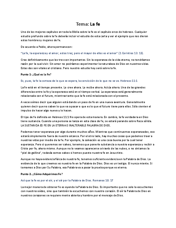 (DOC) Tema: La fe