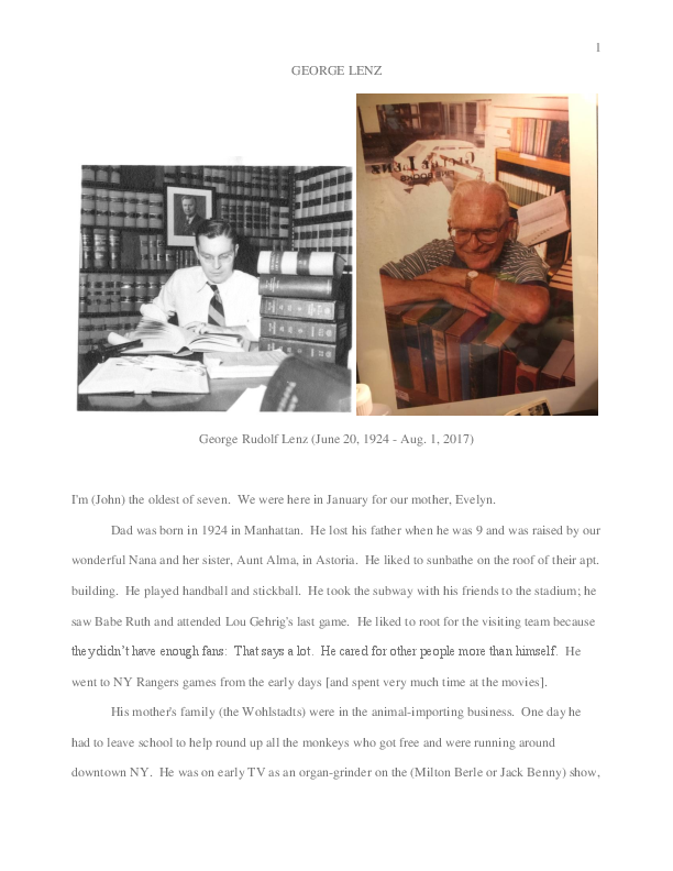 (DOC) GEORGE R. LENZ (1924-2017)