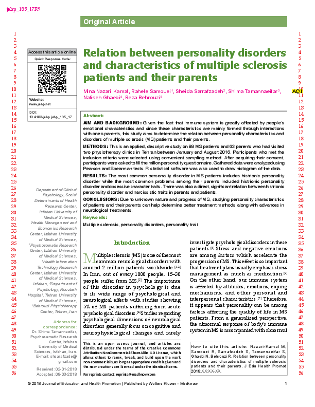 (PDF) Relation between personality disorders and characteristics of ...