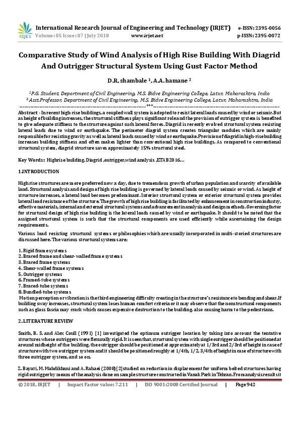 (PDF) IRJET- Comparative Study of Wind Analysis of High Rise Building With Diagrid And Outrigger ...