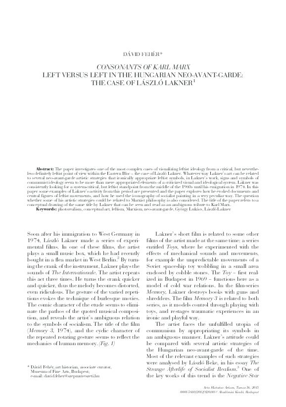 (PDF) Consonants of Karl Marx. Left vs. Left in the Hungarian Neo ...