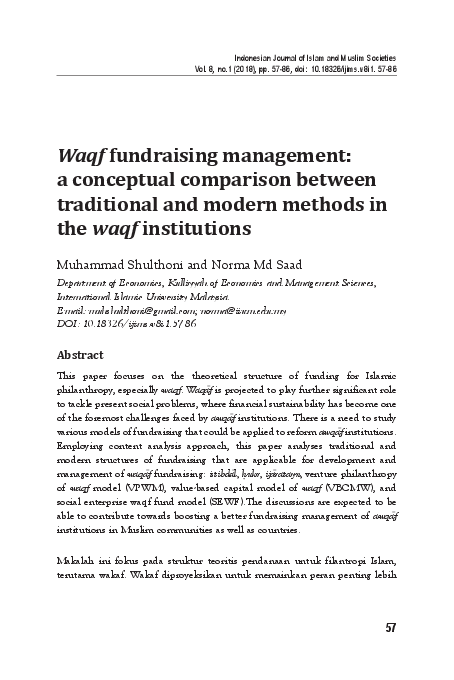 (PDF) Waqf fundraising management: a conceptual comparison between traditional and modern ...