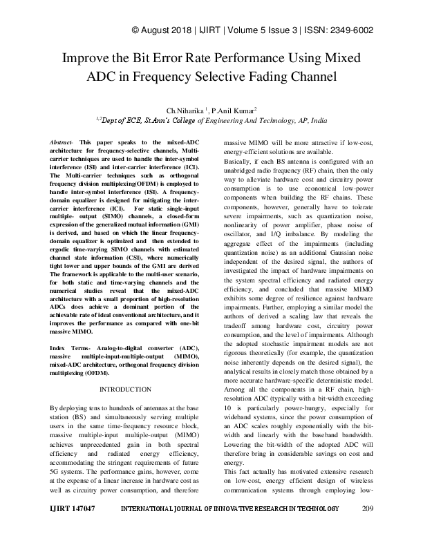 (DOC) Improve the Bit Error Rate Performance Using Mixed ADC in ...