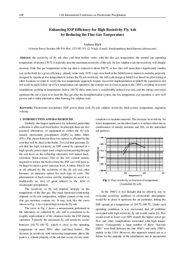 (PDF) Enhancing ESP Efficiency for High Resistivity Fly Ash by Reducing ...