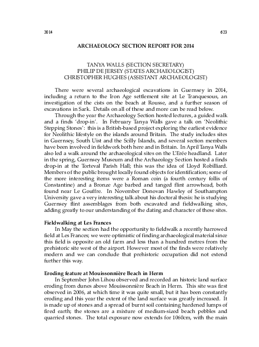 (PDF) Archaeology Section Report for 2014