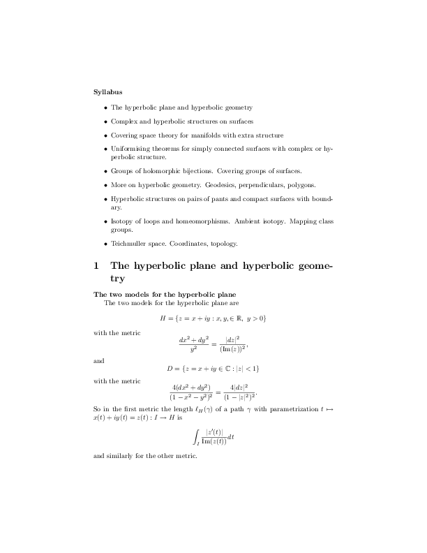 (PDF) Geometric Structures on Surfaces and Teichmuller Space