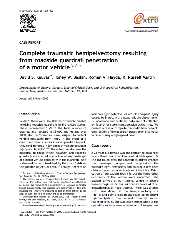 (PDF) Complete traumatic hemipelvectomy resulting from roadside ...