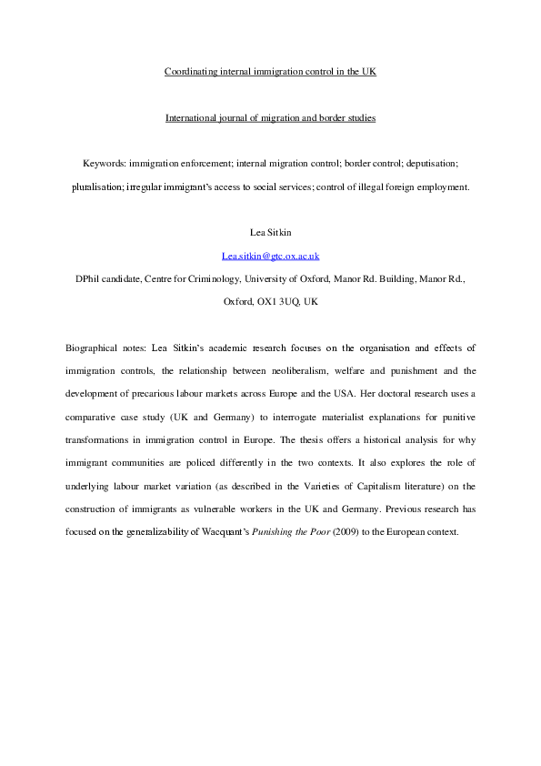 (DOC) Contradictions in State Responses to Immigrant Labor