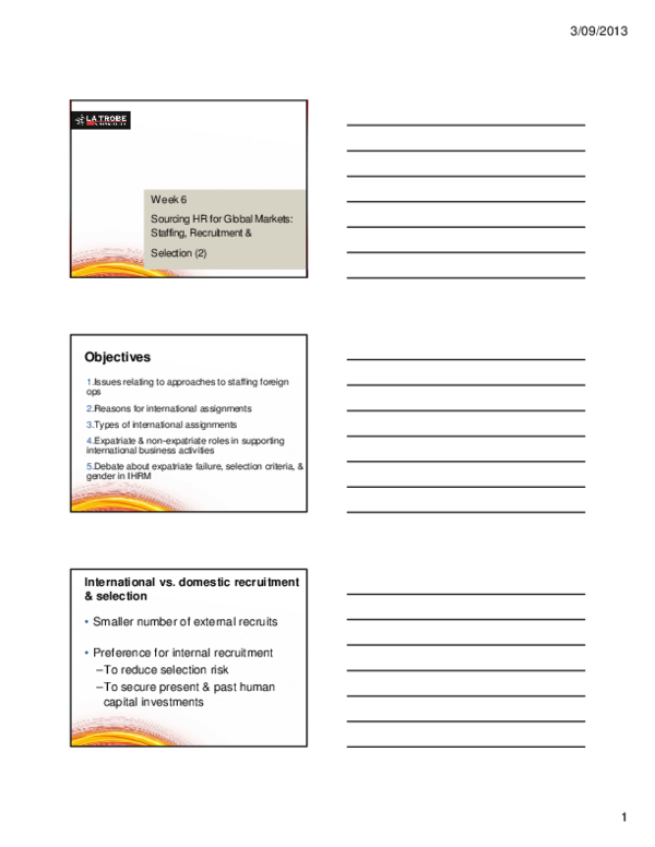 (PDF) Week 6 Sourcing HR for Global Markets: Staffing, Recruitment ...