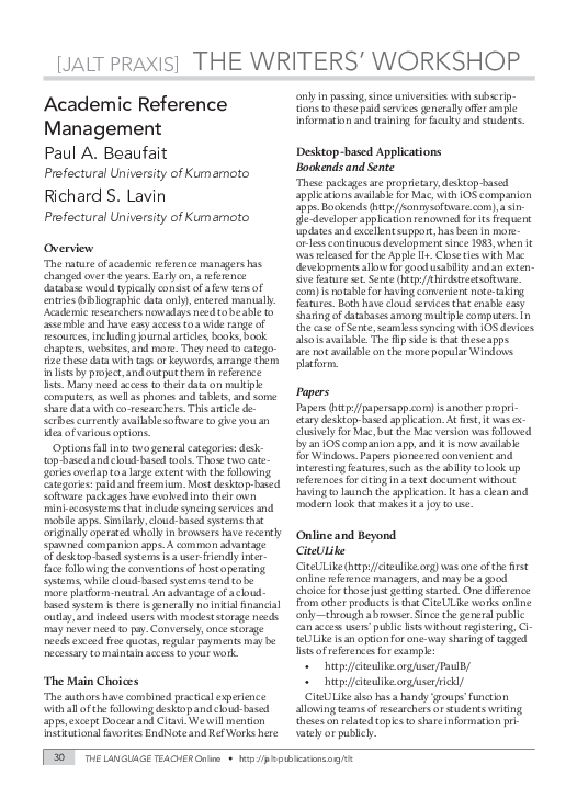 (PDF) Academic Reference Management
