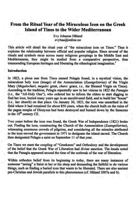 (PDF) From the ritual Year of the Miraculous Icon on the Greek island ...