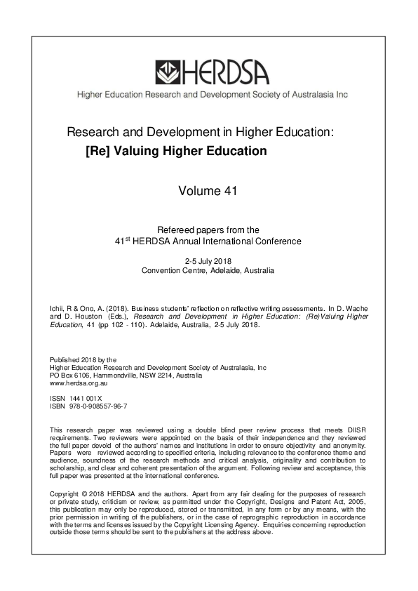 (PDF) Business Students’ Reflection on Reflective Writing Assessments