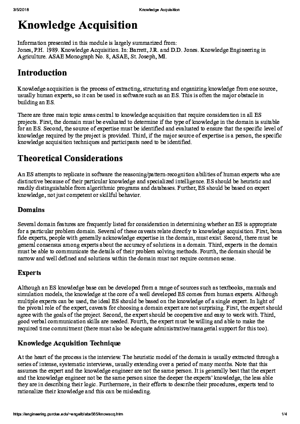 (PDF) Knowledge Acquisition
