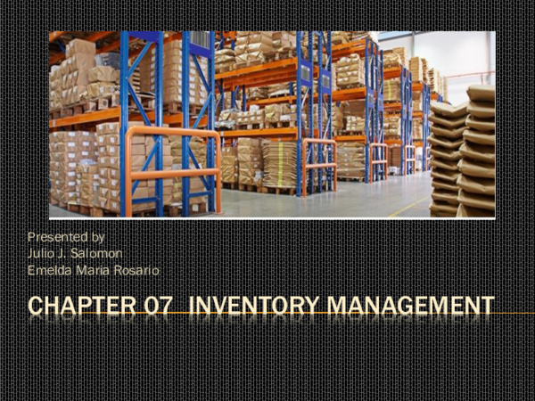 (PPT) Lesson 7 - Inventory Management