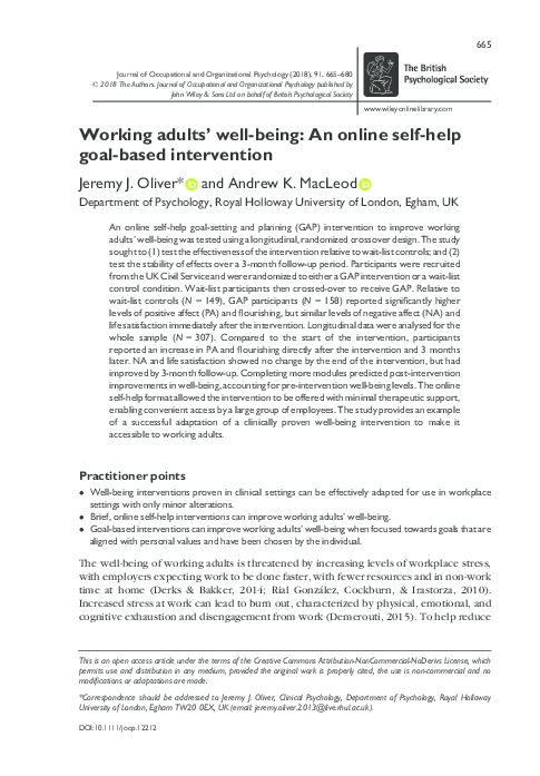 (PDF) Working adults' well-being: An online self-help goal-based ...