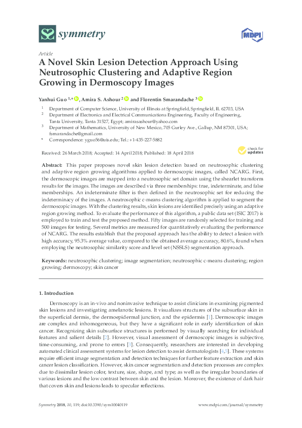 Pdf A Novel Skin Lesion Detection Approach Using Neutrosophic Clustering And Adaptive Region