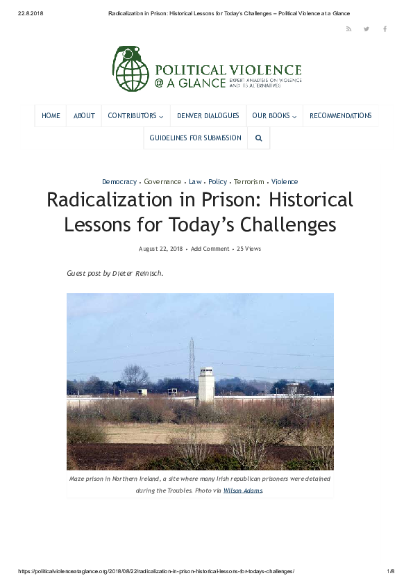(PDF) Radicalization in Prison: Historical Lessons for Today’s Challenges