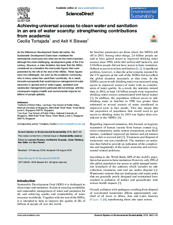(PDF) Achieving Universal Access to Clean Water and Sanitation in an ...