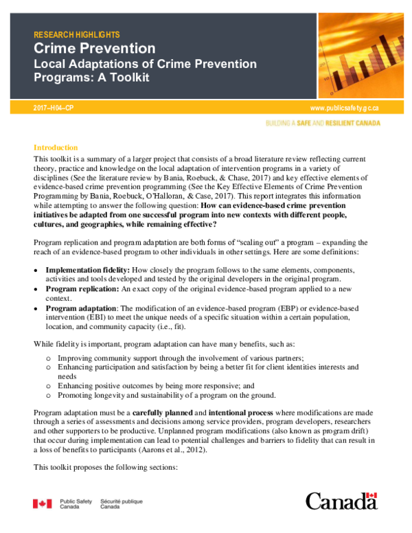 (PDF) Local Adaptations of Crime Prevention Programs: A Toolkit