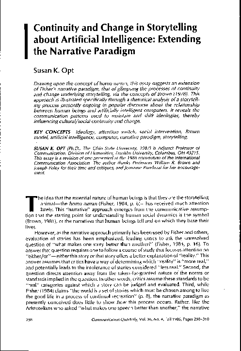 (PDF) Continuity and Change in Storytelling about Artificial ...