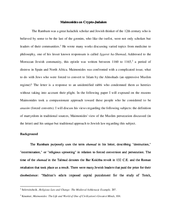 (DOC) Maimonides on Crypto-Judaism