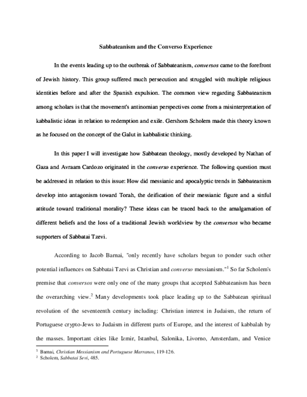 (DOC) Sabbateanism and the Converso Experience