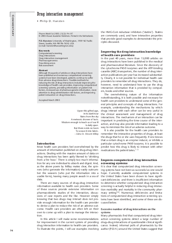(PDF) Drug interaction management