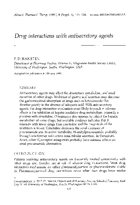(PDF) Drug interactions with antisecretory agents