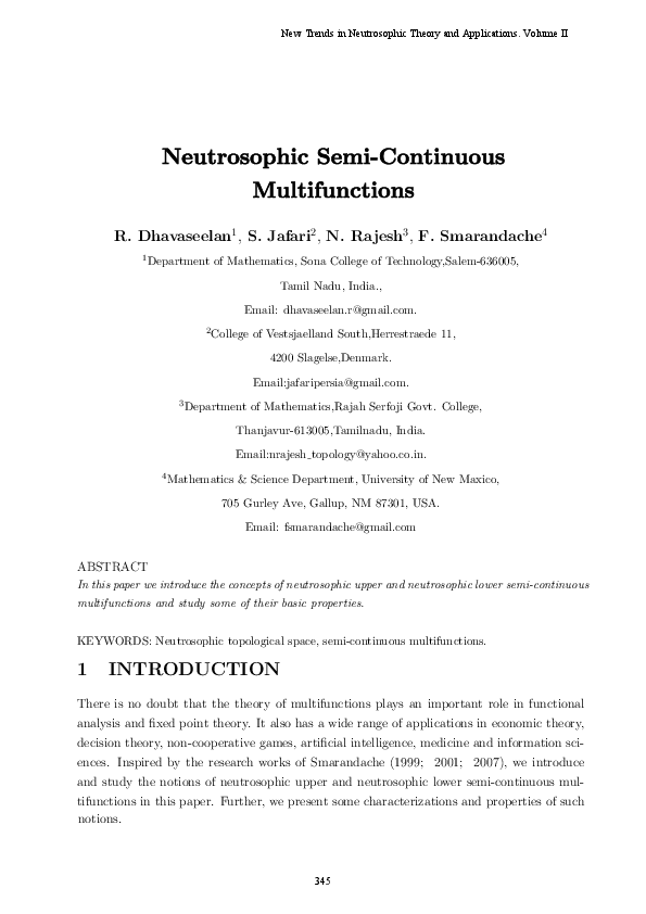 (PDF) Neutrosophic Semi-Continuous Multifunctions