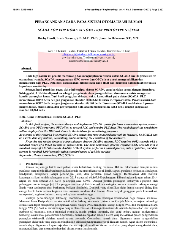 (PDF) PERANCANGAN SCADA PADA SISTEM OTOMATISASI RUMAH SCADA FOR FOR HOME AUTOMATION PROTOTYPE SYSTEM