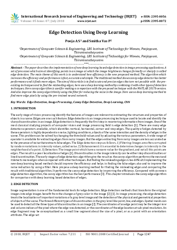 (PDF) IRJET- Edge Detection Using Deep Learning | IRJET Journal ... (PDF) IRJET- Edge Detection Using Deep Learning | IRJET Journal ...