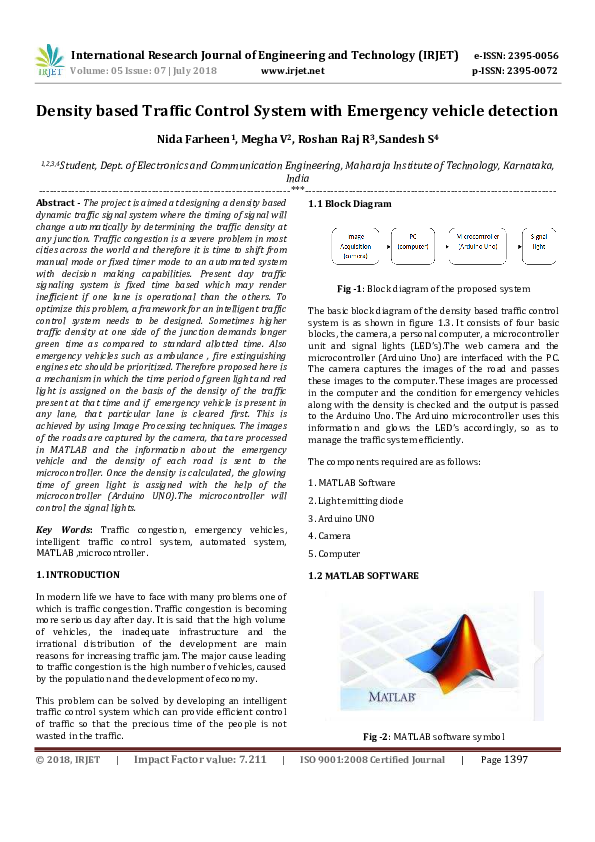 (PDF) IRJET- Density based Traffic Control System with Emergency ...