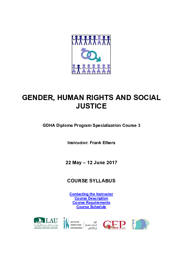 (PDF) Gender, Human Rights and Social Justice (syllabus)
