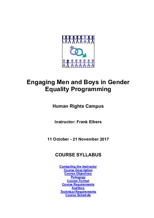 (PDF) Engaging Men and Boys in Gender Equality Programming (syllabus)