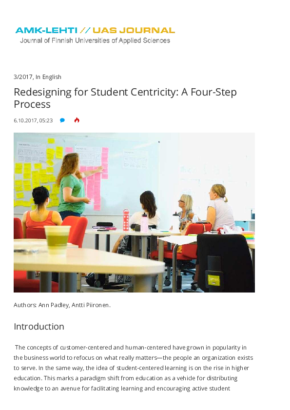 (PDF) Redesigning for Student Centricity: A Four-Step Process