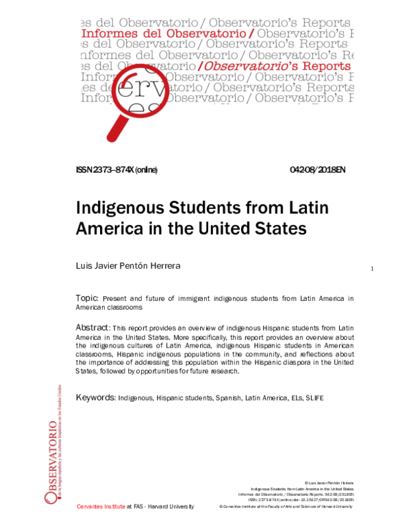 (PDF) 042-08/2018EN. Indigenous Students from Latin America in the ...