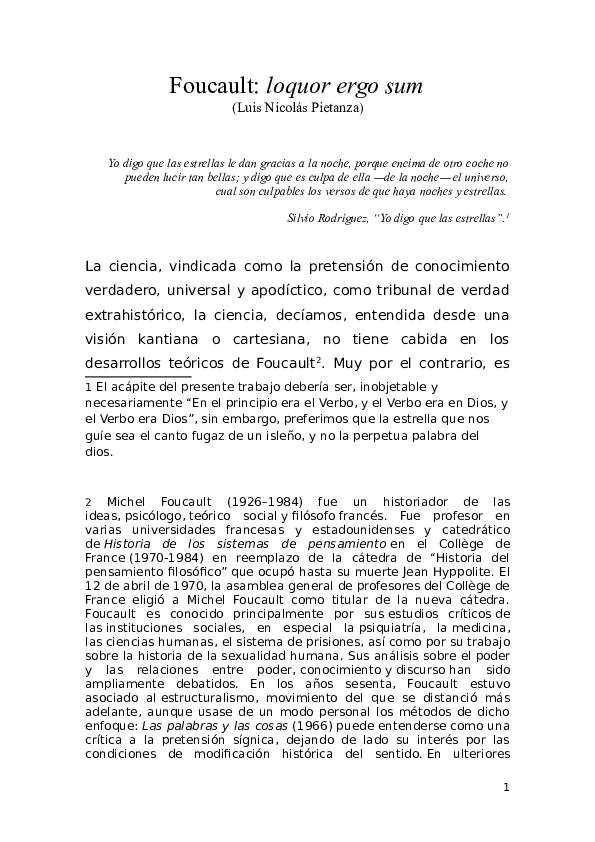 (PDF) Foucault: loquor ergo sum