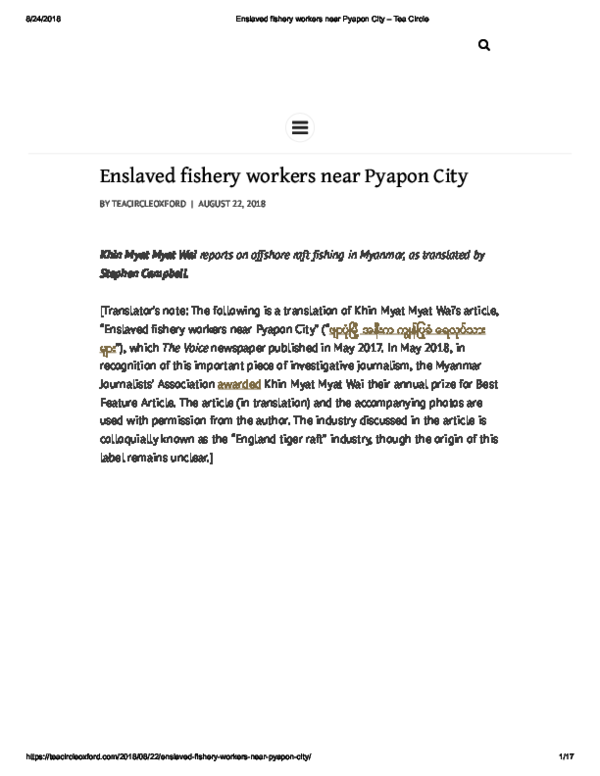 (PDF) Enslaved fishery workers near Pyapon City by Khin Myat Myat Wai