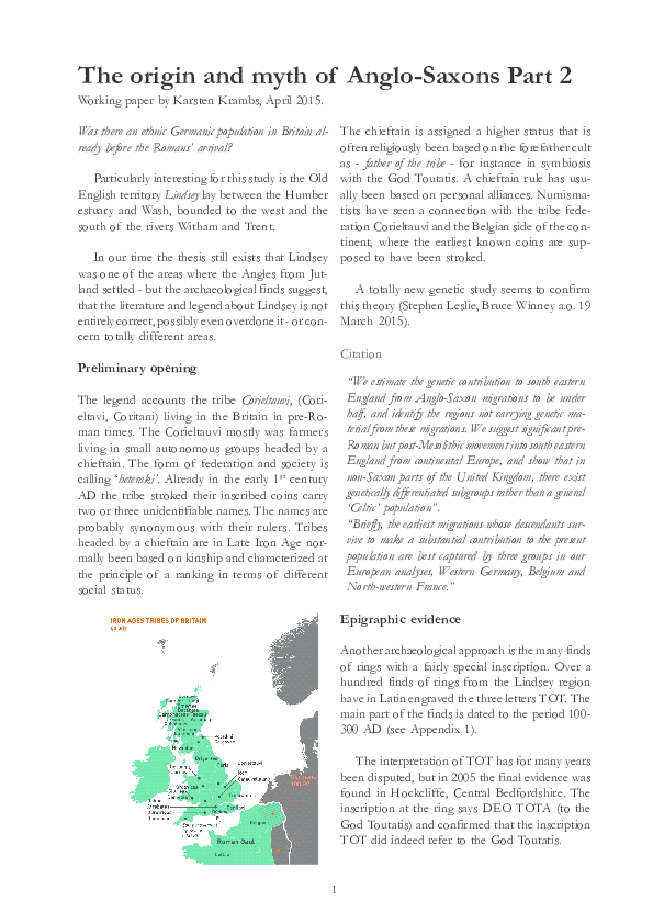 (PDF) The origin - and myth of Anglo-Saxons, Part 2