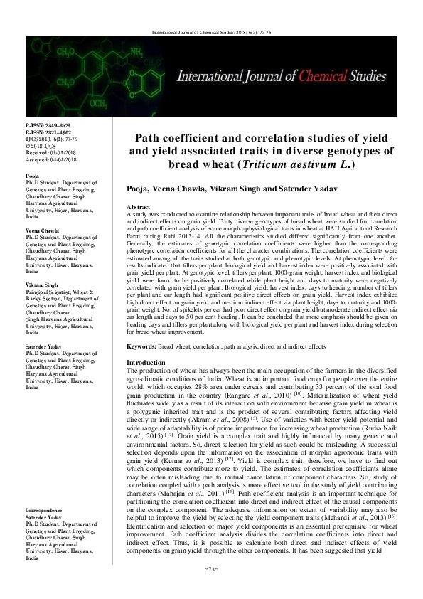 (PDF) Path coefficient and correlation studies of yield and yield associated traits in diverse ...