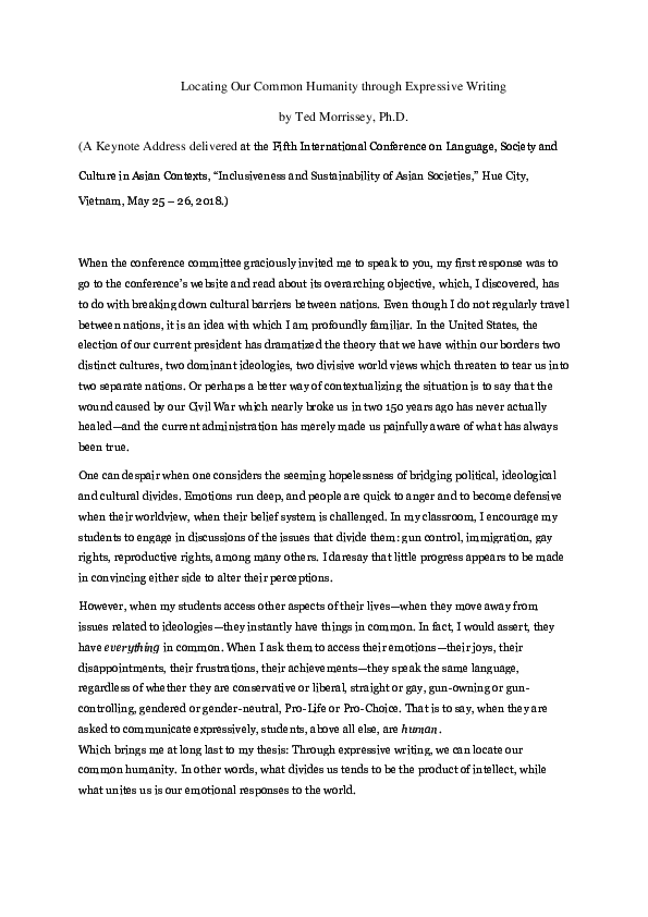 (PDF) Locating Our Common Humanity through Expressive Writing