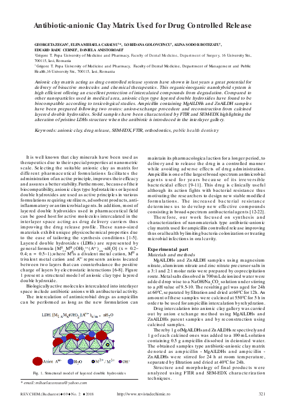 (PDF) Antibiotic-anionic Clay Matrix Used for Drug Controlled Release