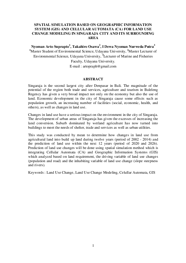 (PDF) SPATIAL SIMULATION BASED ON GEOGRAPHIC INFORMATION SYSTEM (GIS) AND CELLULAR AUTOMATA (CA ...