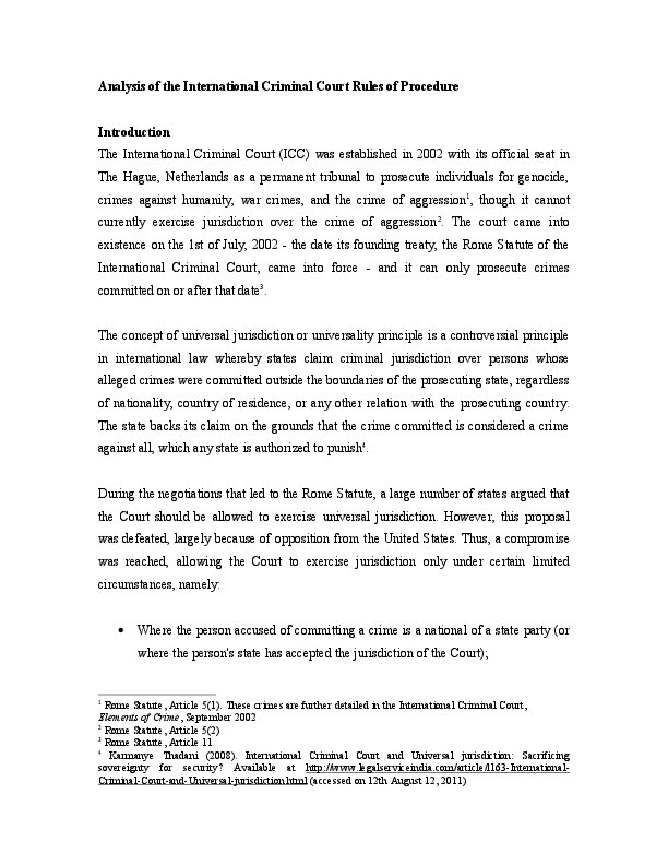 (DOC) Analysis of the International Criminal Court Rules of Procedure (DOC) Analysis of the International Criminal Court Rules of Procedure