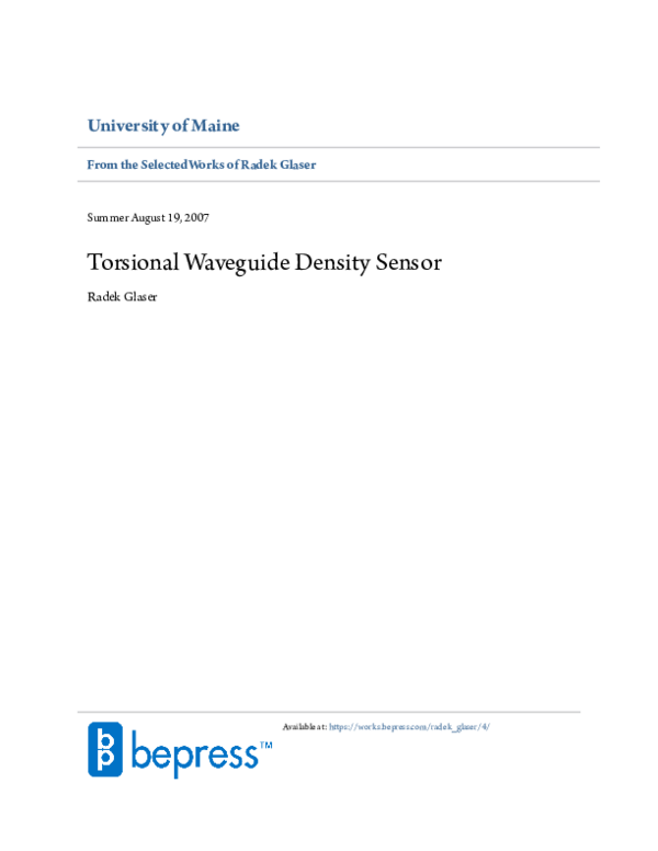 (PDF) Torsional Waveguide Density Sensor